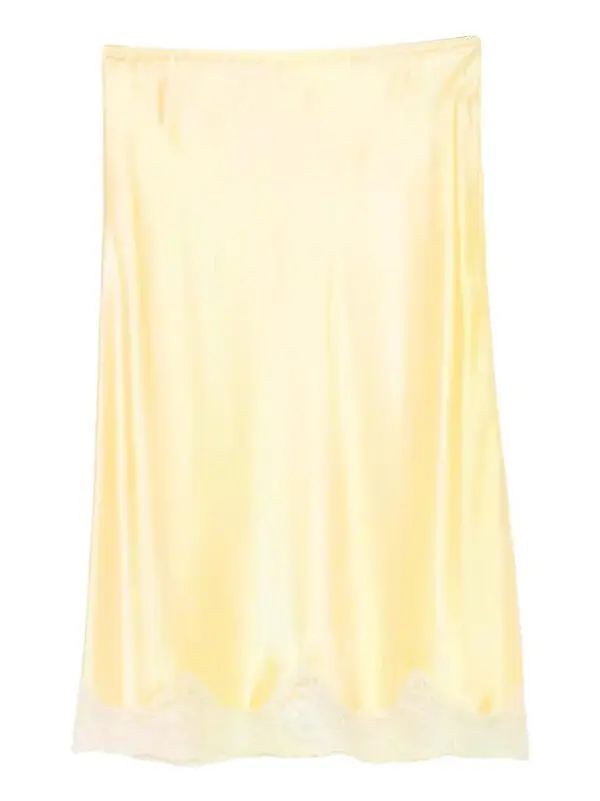 Saint Laurent Lace Trim Midi Skirt - Yellow