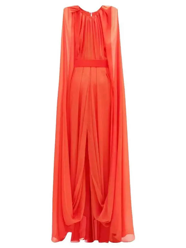 GEMY MAALOUF Cape-like Sleeves Maxi Kaftan - Red