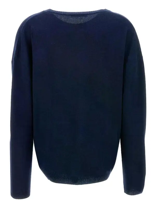 M.S.M. Ribbed Hem V-neck Sweater - Blue