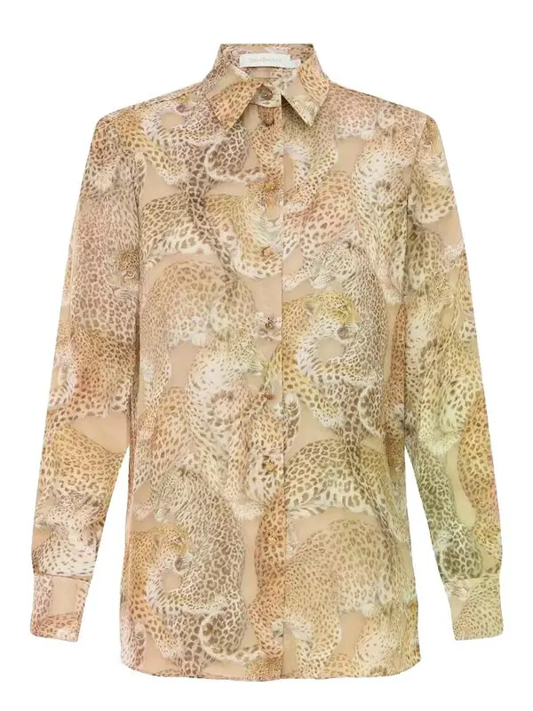 Zimmermann Leopard Print Silk Shirt - Neutrals