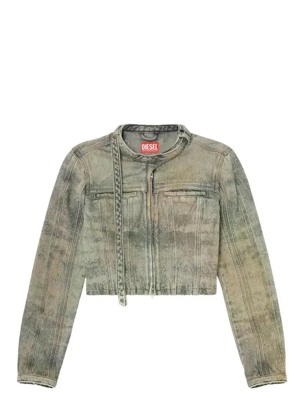 DIESEL® De-saphix-fsi1 Cropped Denim Jacket - Grey