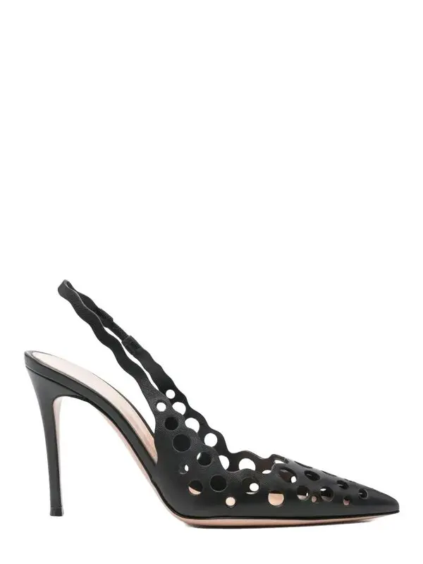 GIANVITO ROSSI Laser-cut Slingback Heeled Pumps - Black