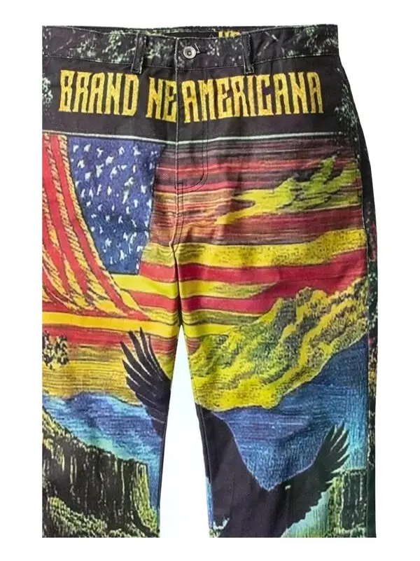 WHO DECIDES WAR Graphic Print Straight Leg Trousers - Black