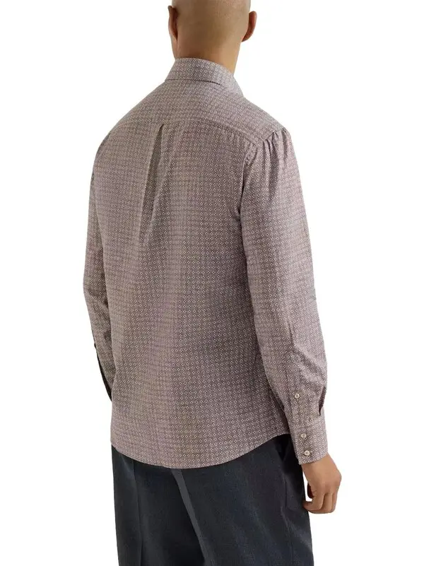 Brunello Cucinelli Flower-print Twill Shirt - Brown