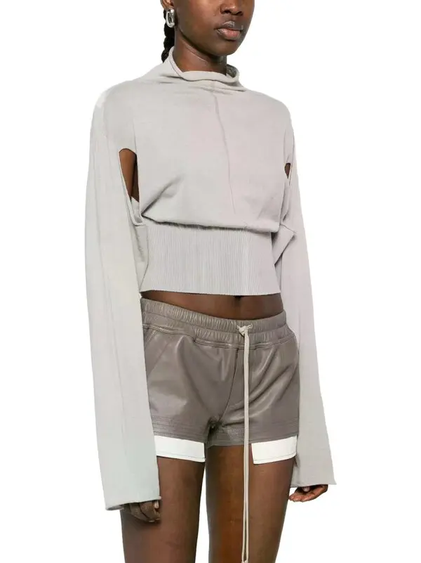 Rick Owens Cropped Mock Neck Sweater - Grey
