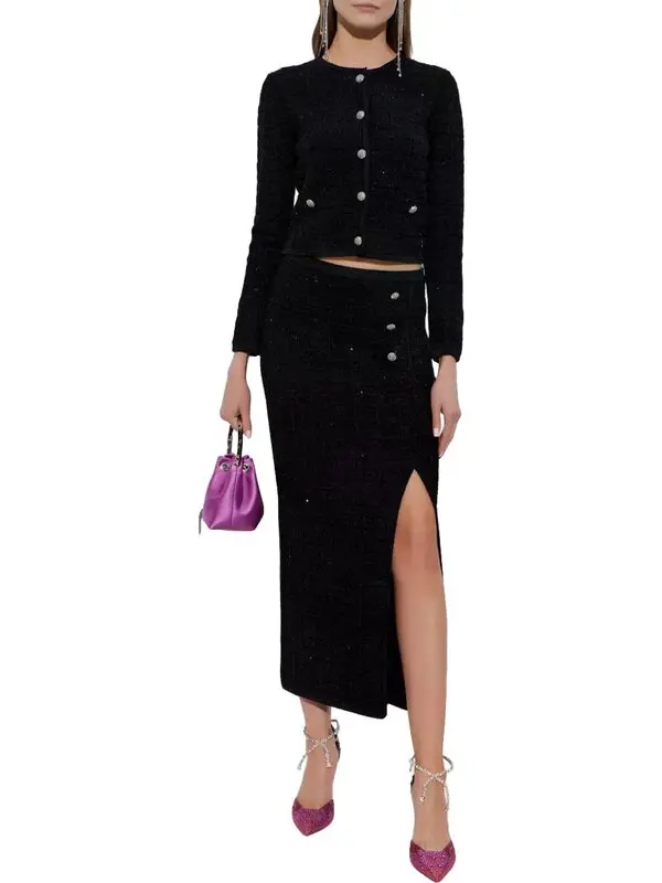 Alessandra Rich Sequin-embellished Knitted Midi Skirt - Black