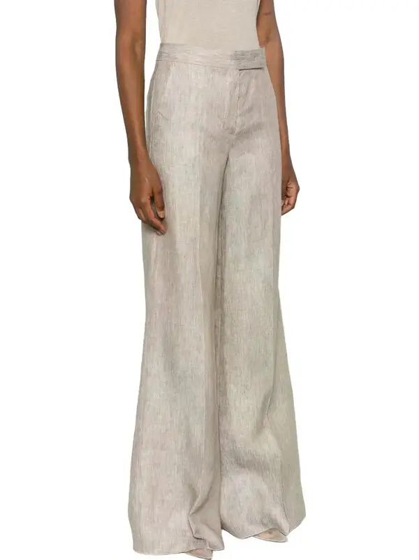 Max Mara Herringbone Linen Twill Trousers - Neutrals