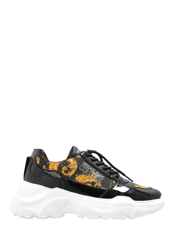 Versace Barocco Print Lace-up Sneakers - Black