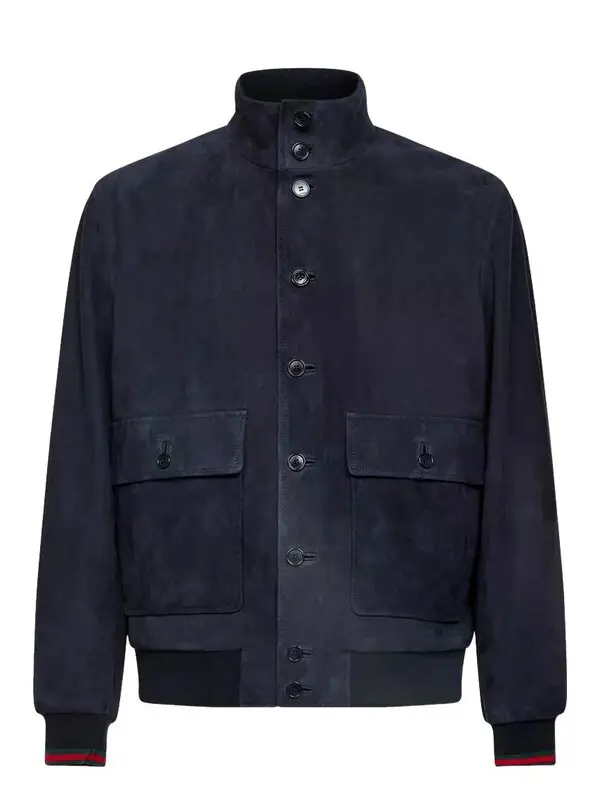 Gucci Suede Bomber Jacket - Blue