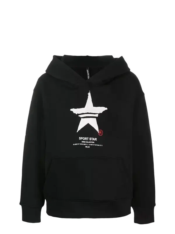 Neil Barrett Hand-painted Sports Star Print Hoodie - Black