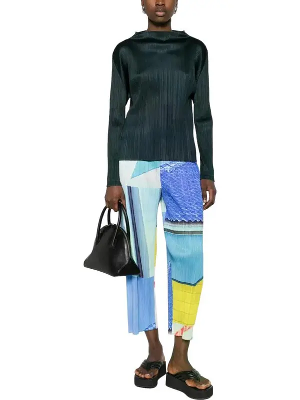 Issey Miyake Pleated Geometric Trousers - Blue
