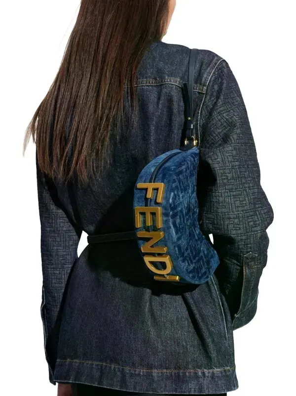 Fendi Mini Graphy Monogram Shoulder Bag - Blue