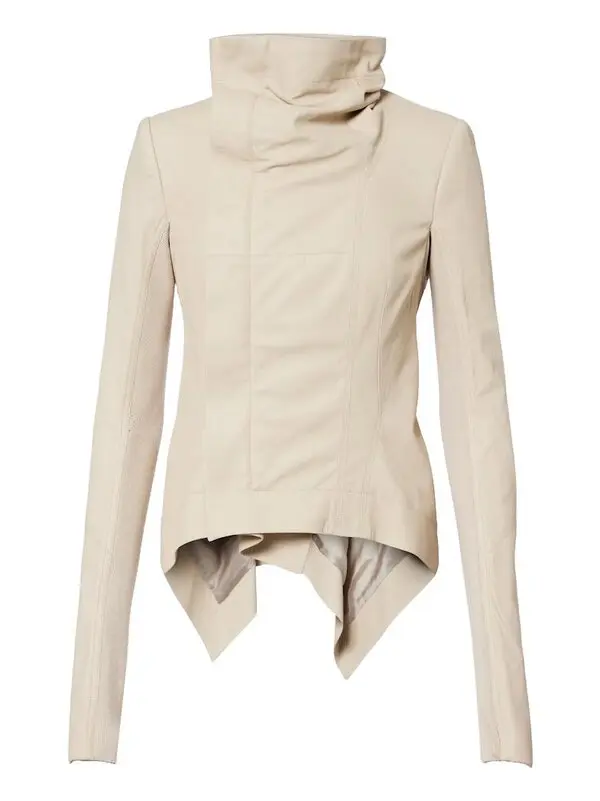 Rick Owens Naska Leather Biker Jacket - Beige