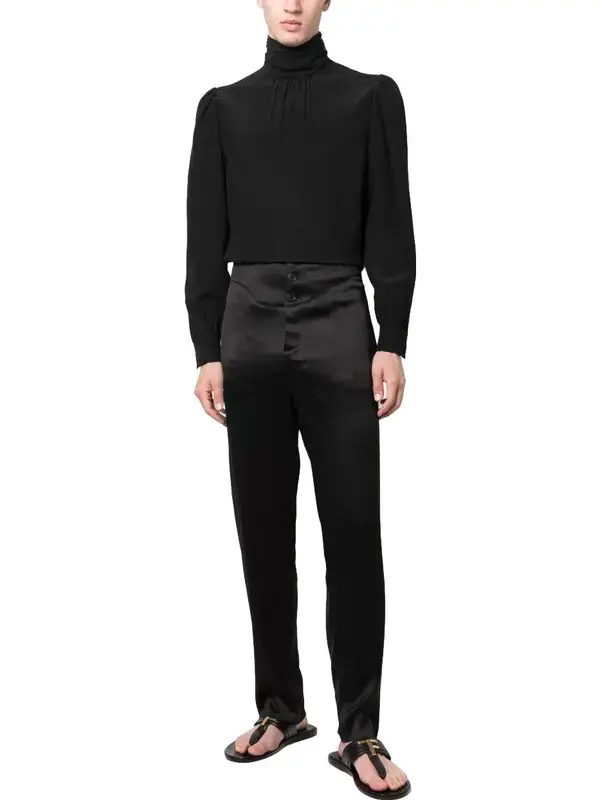 Saint Laurent Buttoned Tapered Trousers - Black