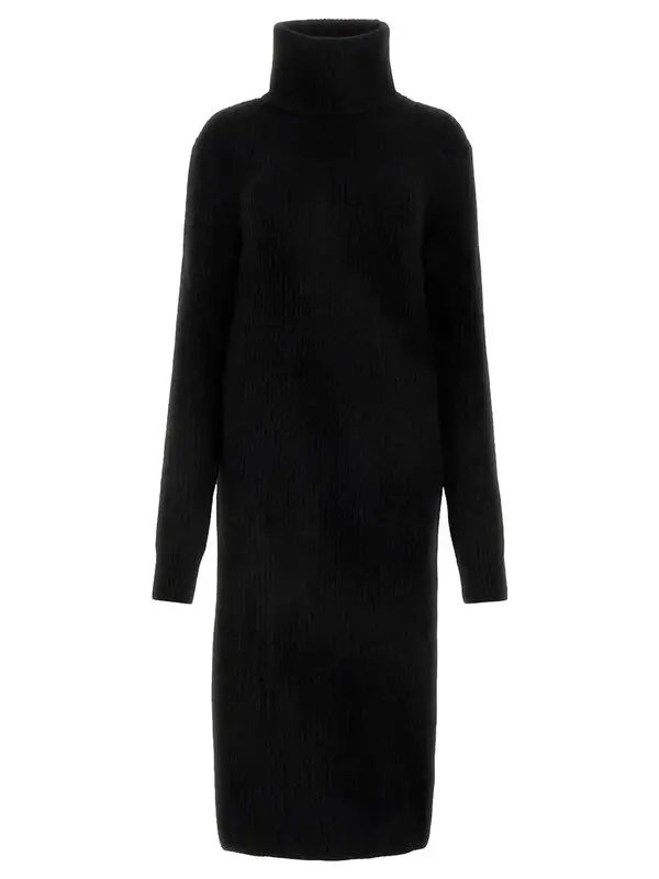 Saint Laurent Ribbed Turtleneck Maxi Dress - Black