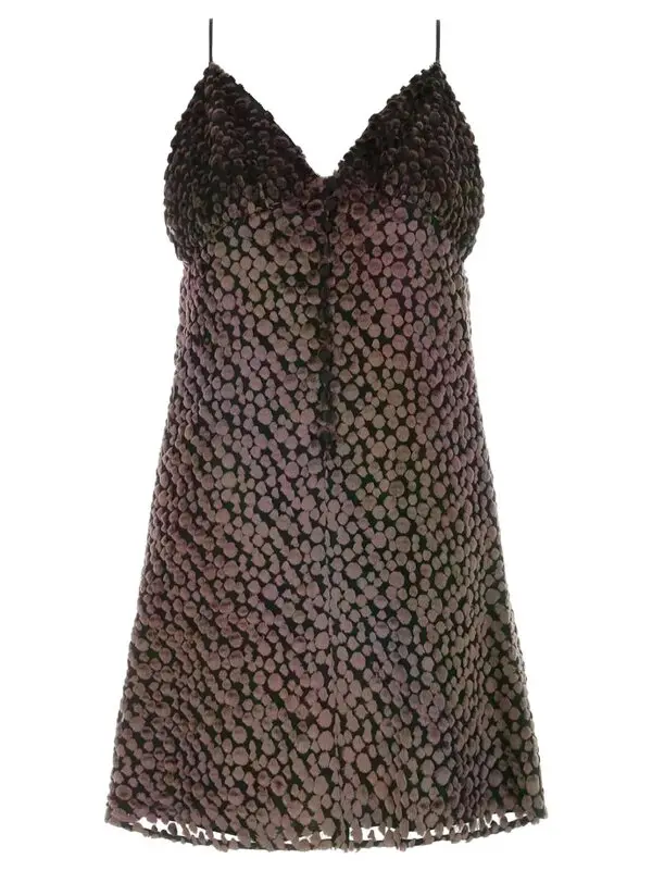 Saint Laurent Velvet Mini Dress - Brown
