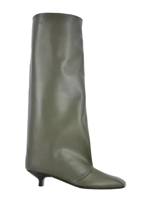 Vicini Square-toe Tube Leather Knee-high Boots - Green