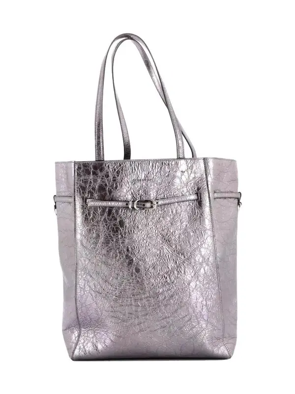 Givenchy Voyou North South Leather Medium Tote Bag - Silver
