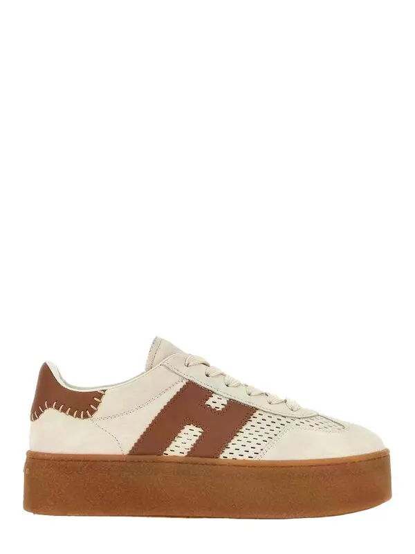 Hogan H698 Perforated-detail Platform Sneakers - Neutrals