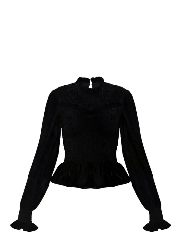 ALLSAINTS Smocked Ruffle Top - Black