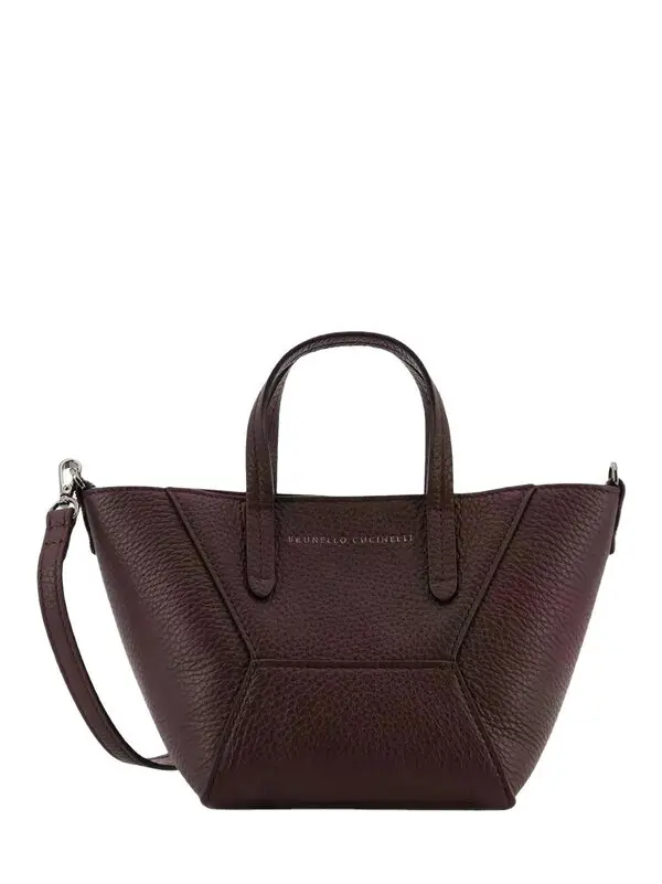 Brunello Cucinelli Textured Top Handle Shoulder Bag - Brown