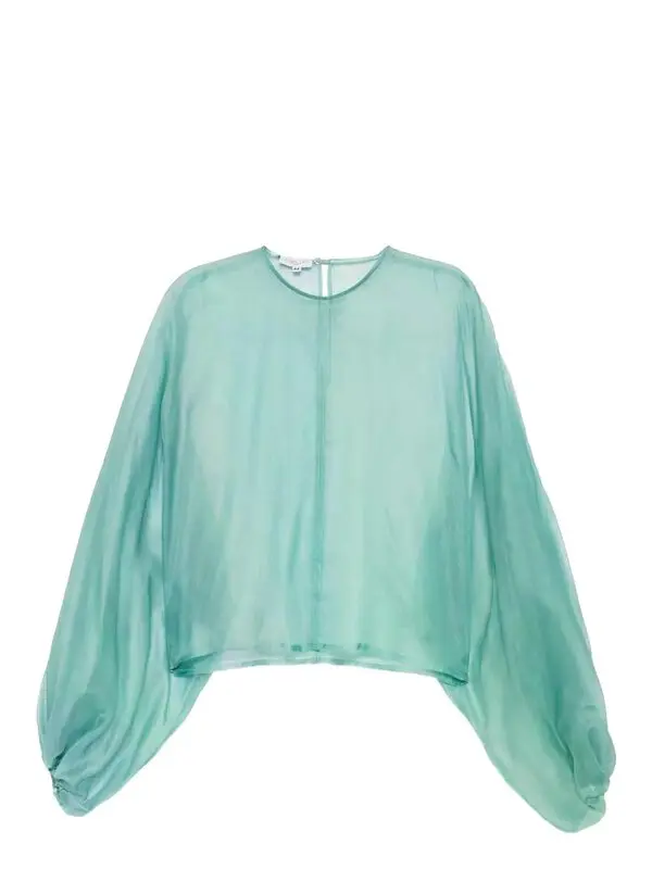 GIADA CURTI Balloon Sleeve Sheer Top - Green
