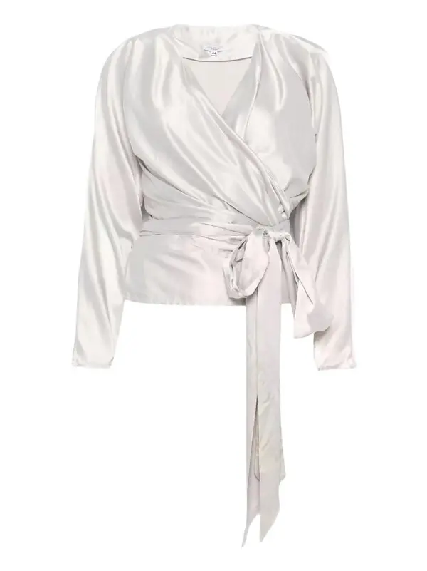 GIADA CURTI Metallic Finish Wrap Top - Grey