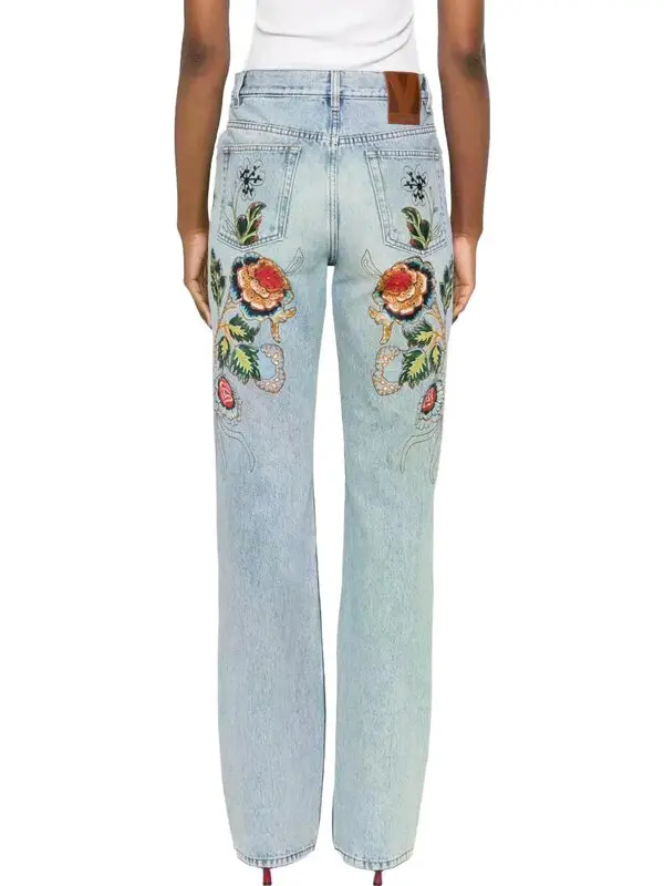 Valentino Garavani Straight Leg Embroidered Jeans - Blue
