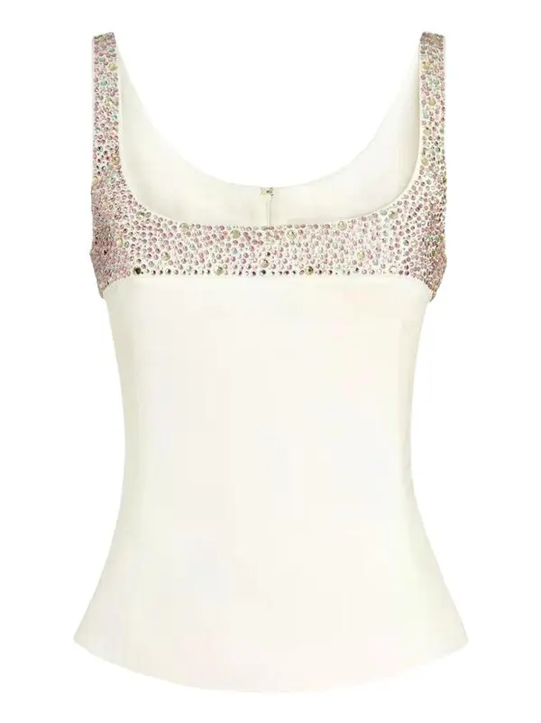 GENNY Embellished Square Neck Sleeveless Top - Neutrals