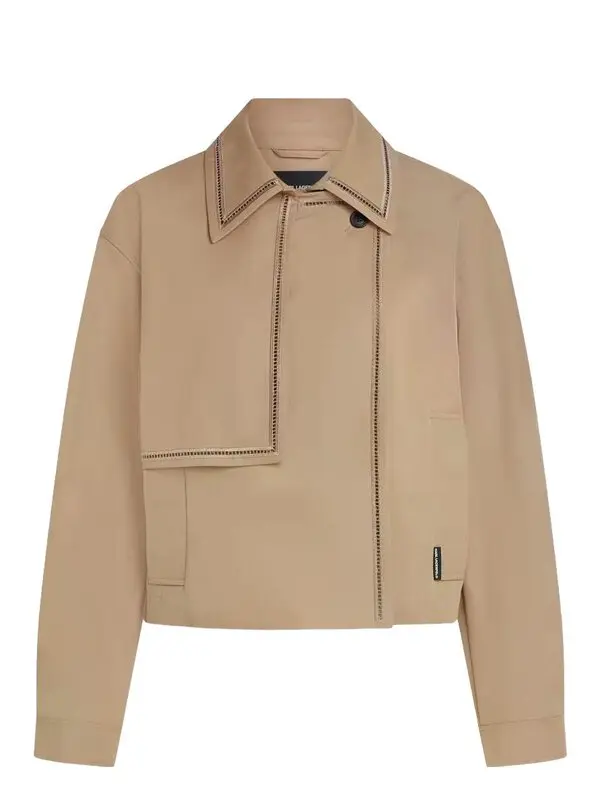 Karl Lagerfeld Embroidered Cut-out Short Trench Coat - Neutrals