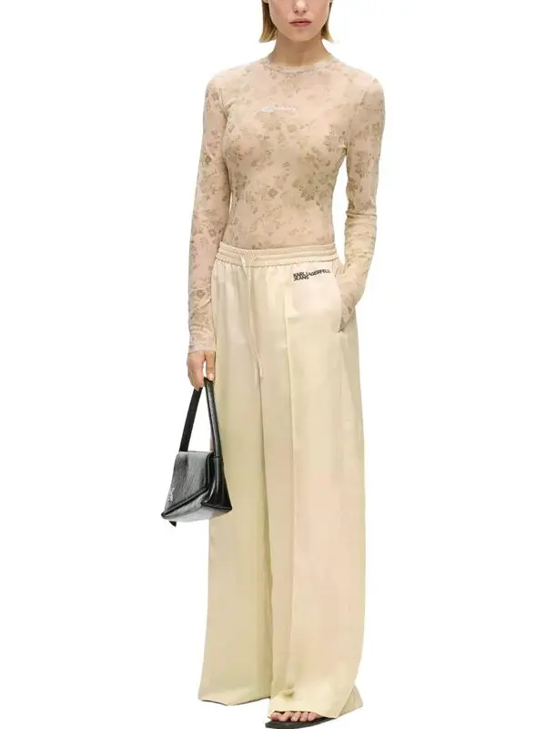 Karl Lagerfeld Wide Leg Drawstring Trousers - Neutrals