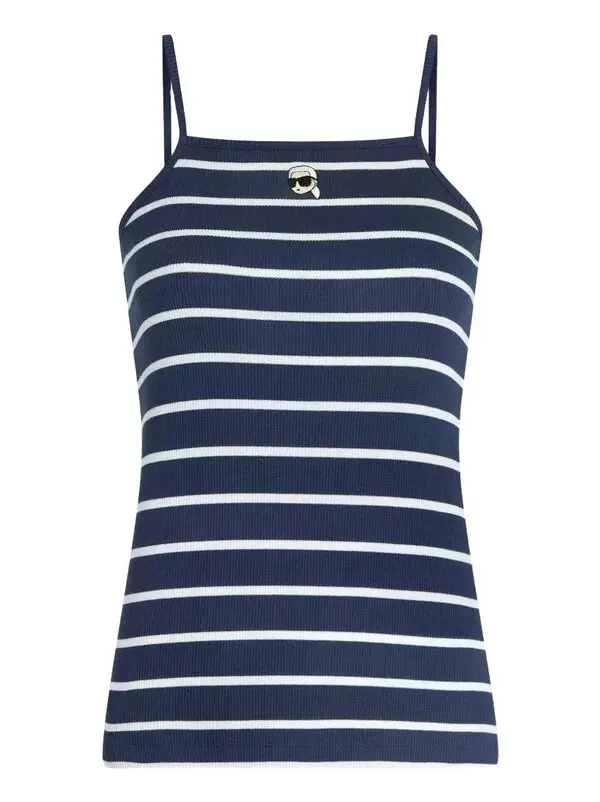 Karl Lagerfeld Ikon Striped Tank Top - Blue