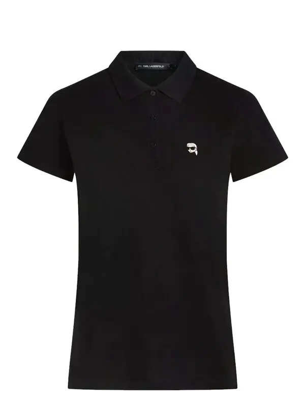 Karl Lagerfeld Ikon Polo Top With Logo Detail - Black