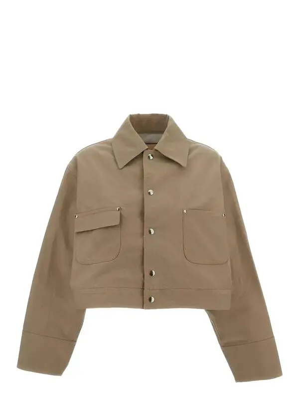 Plan C Cropped Button-fastening Twill Jacket - Neutrals