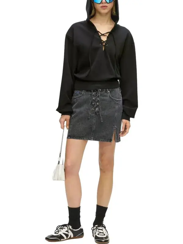 Karl Lagerfeld Lace-up Hoodie - Black