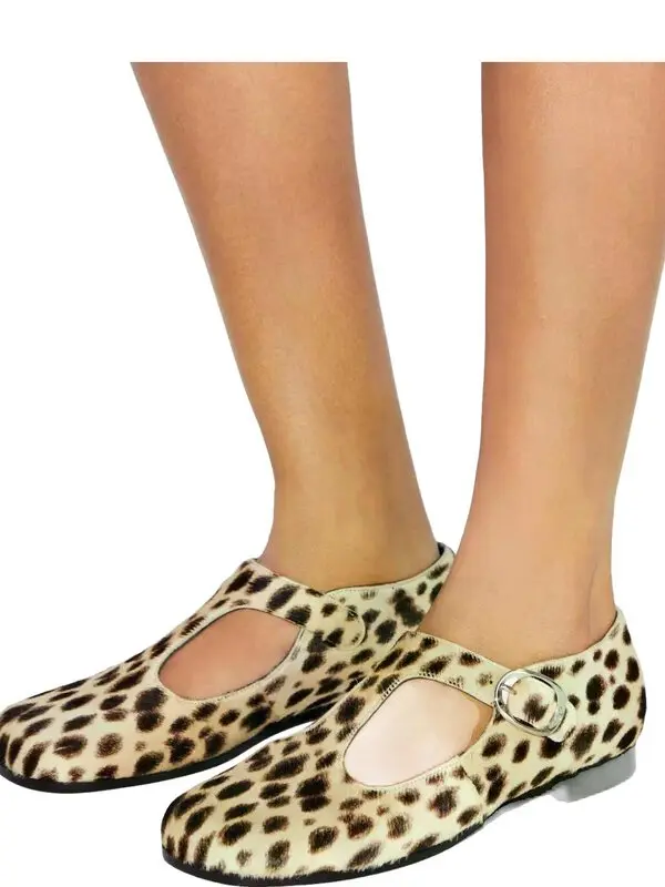 Tory Burch Printed Calf Hair Buckle Mary Jane Shoes - Neutrals