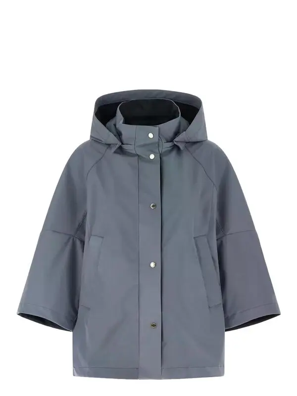 MOORER Removable Hood Flared Jacket - Blue