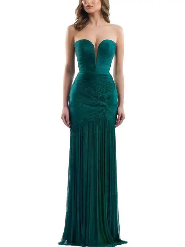 IMROSKA The Emerald Forest Lace-detail Strapless Maxi Dress - Green