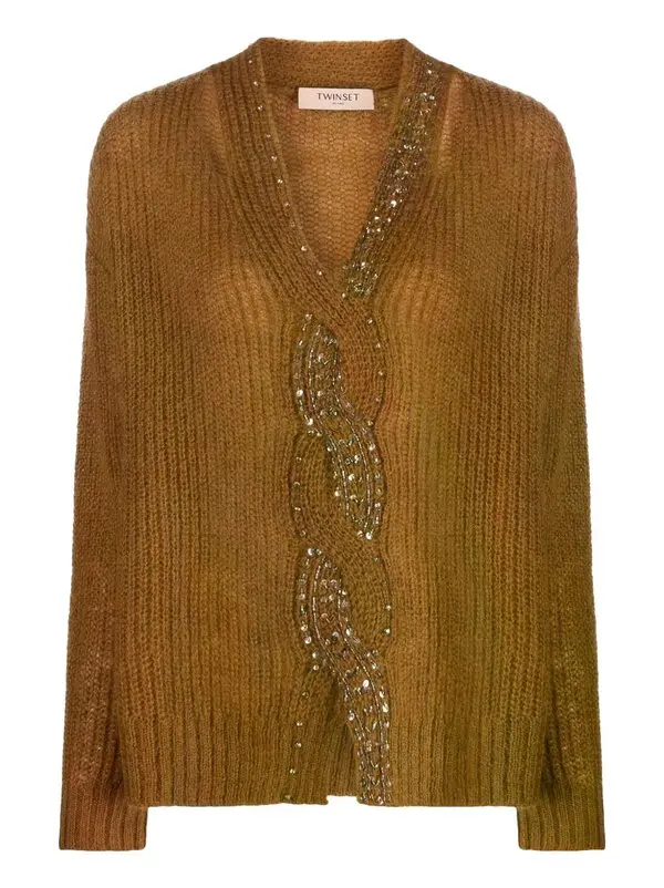 TWINSET Rhinestone-embellished Cut-out Jumper - Brown