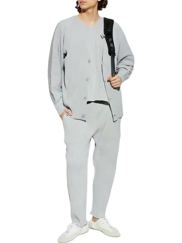 Issey Miyake Pleated Button Cardigan - Grey