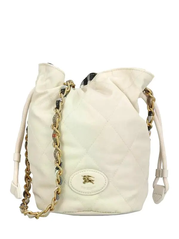 Burberry Quilted Logo Plaque Bucket Bag - Neutrals