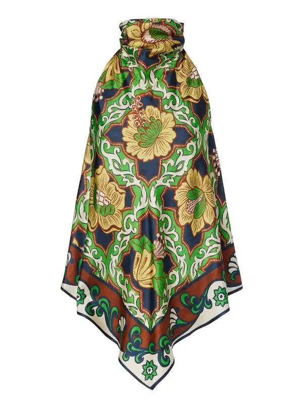 ALEMAIS Liana Printed Silk Satin Top - Multicoloured