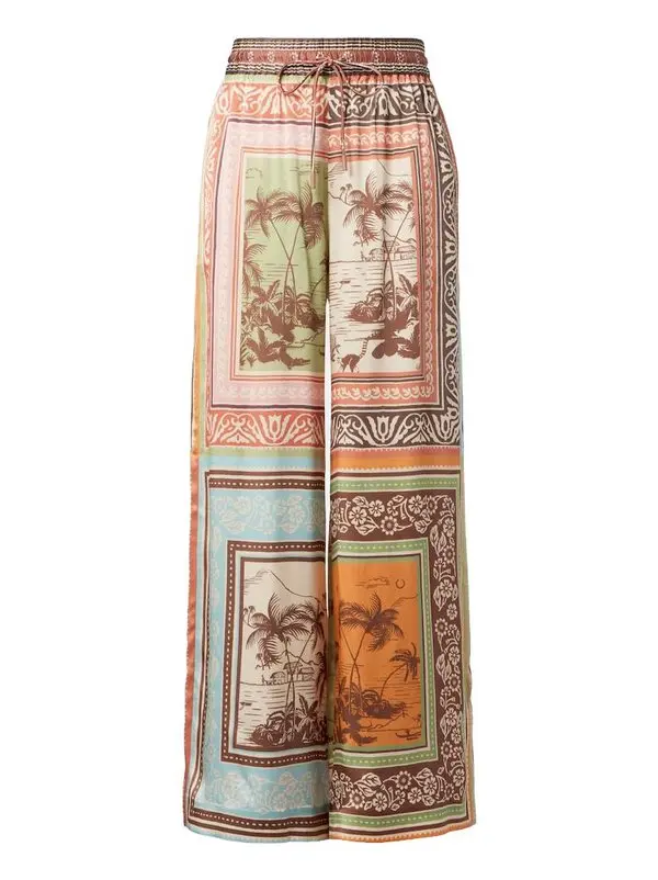ALEMAIS Alberta Silk Satin Palazzo Pants - Multicoloured