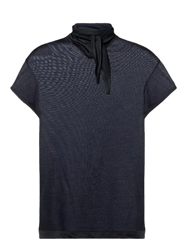 LEMAIRE Scarf-detail Jersey Top In Urchin - Black