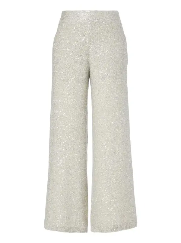Brunello Cucinelli Sequined Wide-leg Trousers - Grey