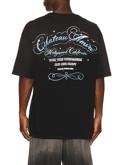 Amiri Crystal Chateau Script Oversized Tee - Black