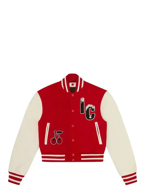 ICECREAM Striped Appliquéd Jacket - Red