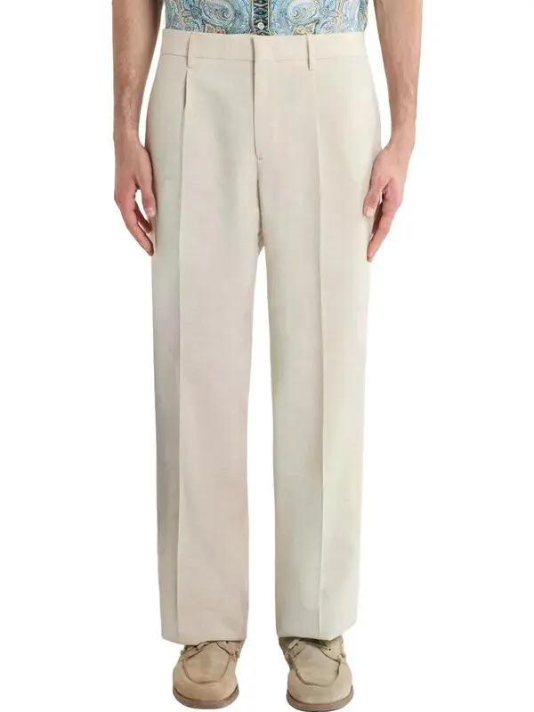 Etro Pleated Wide-leg Trousers - Neutrals