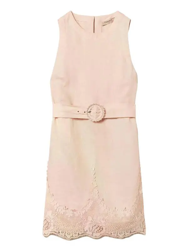TWINSET Lace-trim Belted Dress - Pink