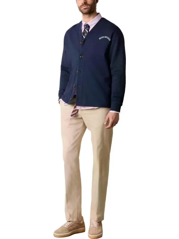 Brooks Brothers Logo V-neck Cardigan - Blue